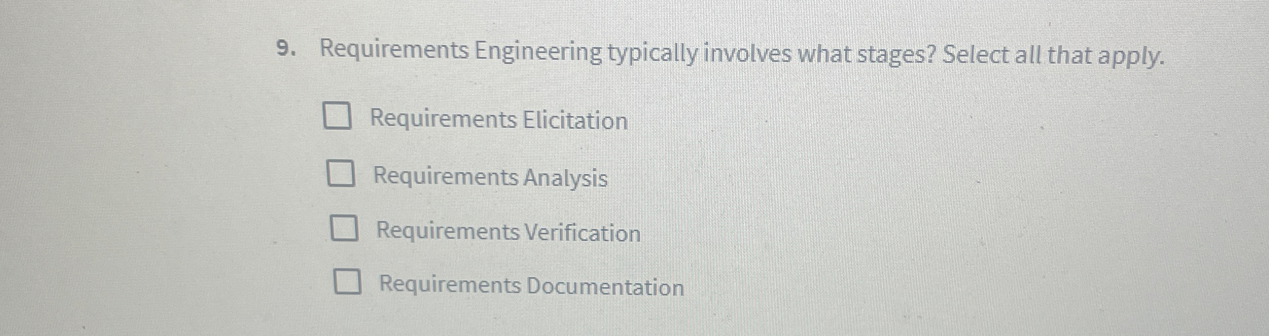 Solved Requirements Engineering typically involves what | Chegg.com