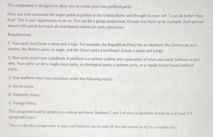 Solved This assignment is designed to allow you to create | Chegg.com