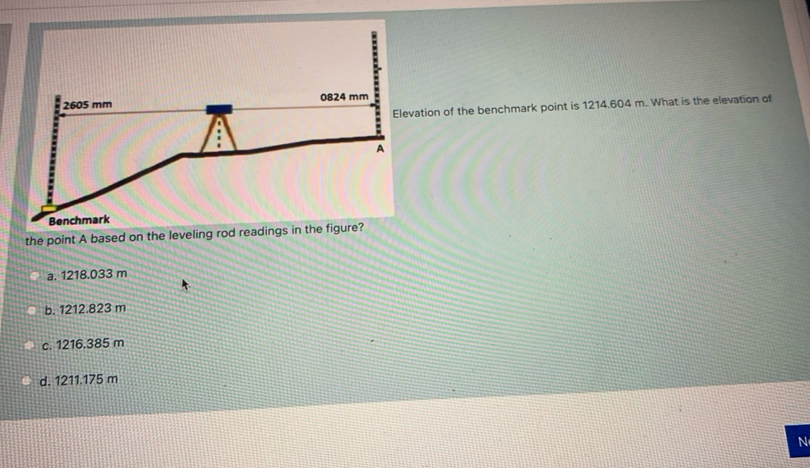 Solved ivation of the benchmark point is 1214.604m. ﻿What is | Chegg.com