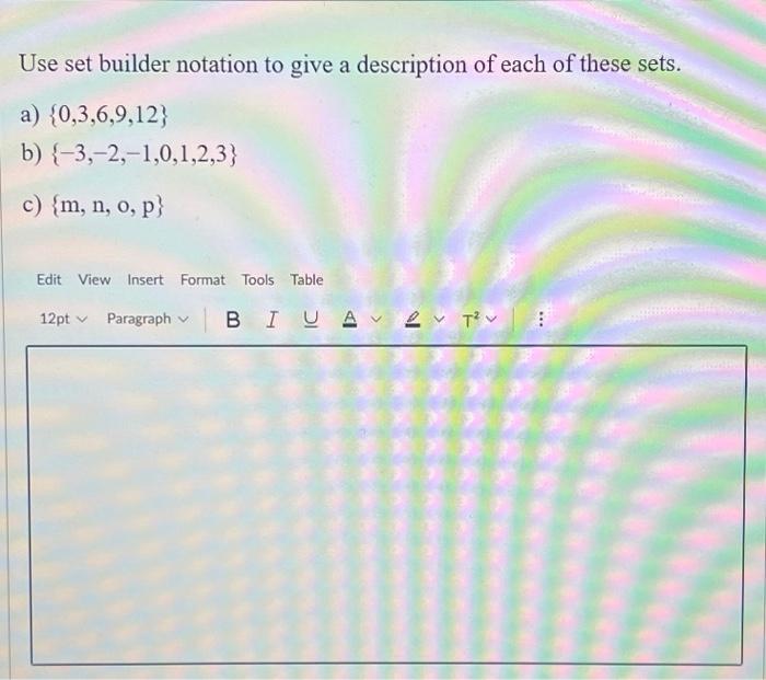 Solved Use set builder notation to give a description of | Chegg.com