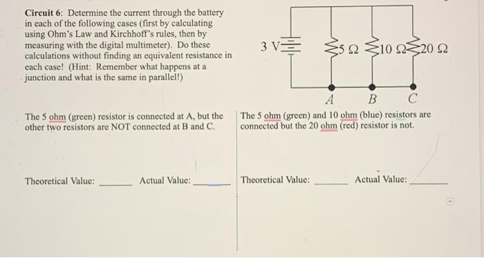 Solved Circuit 6: Determine the current through the battery | Chegg.com
