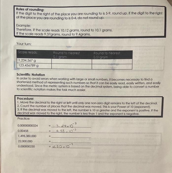 Solved Rules of rounding: If the digit to the right of the | Chegg.com