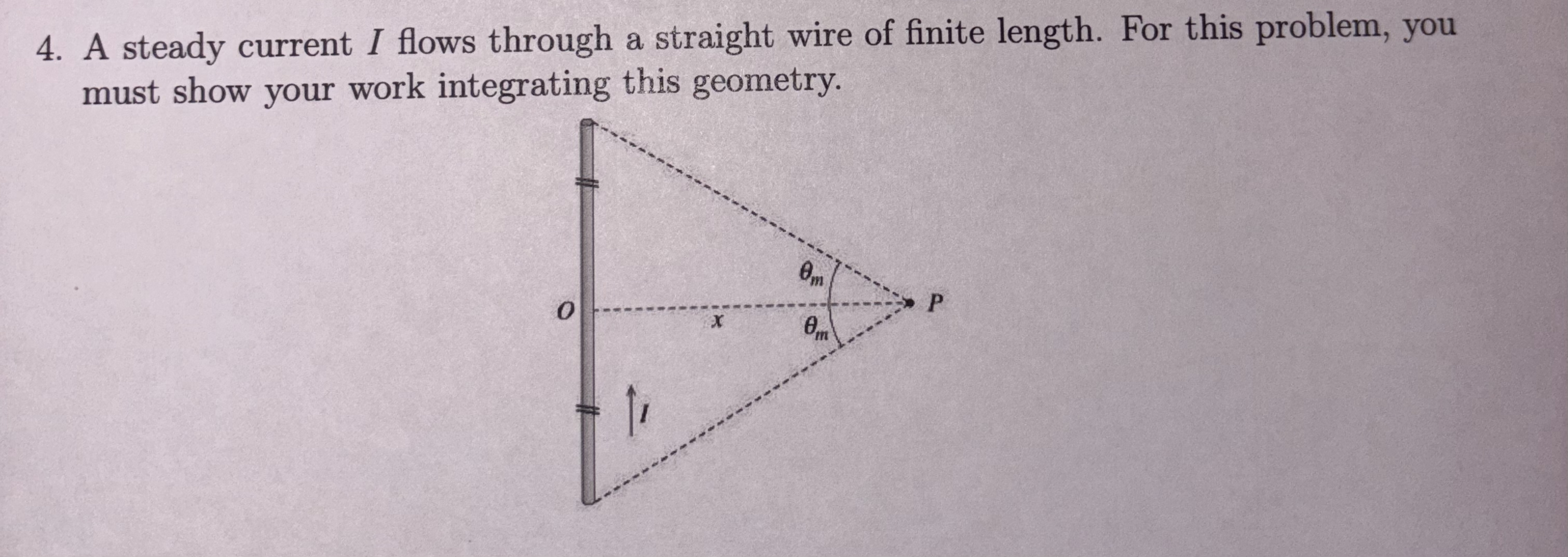 Solved A steady current I flows through a straight wire of | Chegg.com