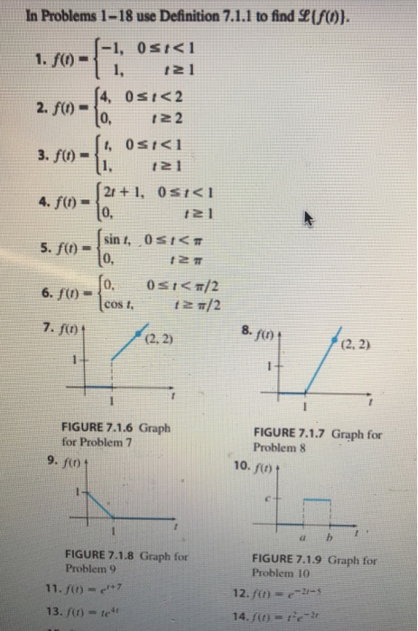 Solved In Problems 1-18 use Definition 7.1.1 to find $(80). | Chegg.com