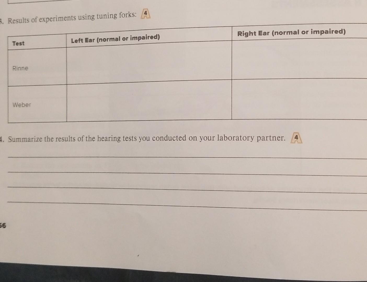 Solved Results of experiments using tuning forks: 4. | Chegg.com