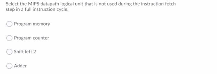Solved Select the MIPS datapath logical unit that is not | Chegg.com
