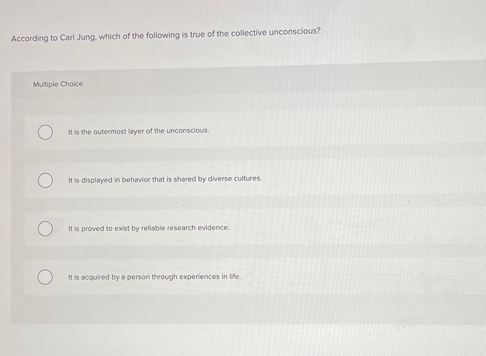 Solved According to Carl Jung, which of the following is | Chegg.com