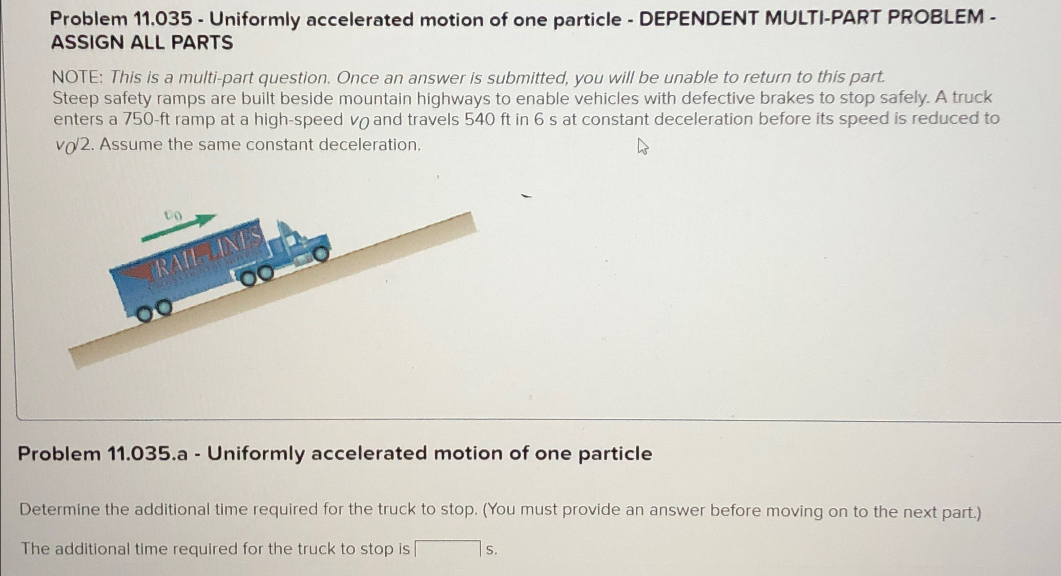 Solved Problem 11.035 - ﻿Uniformly accelerated motion of one | Chegg.com