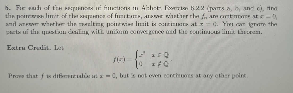Solved For each of the sequences of functions in Abbott | Chegg.com