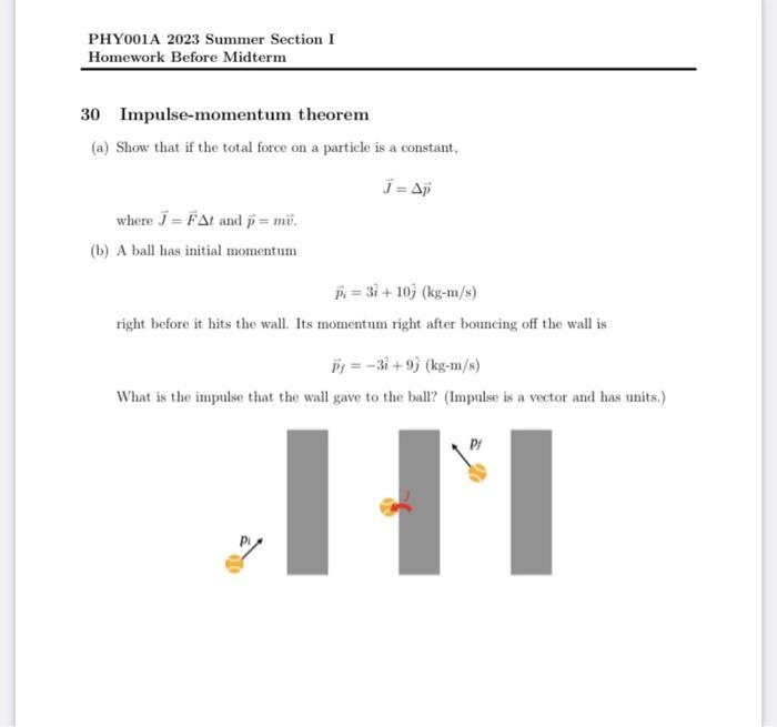Solved 30 Impulse-momentum theorem (a) Show that if the | Chegg.com