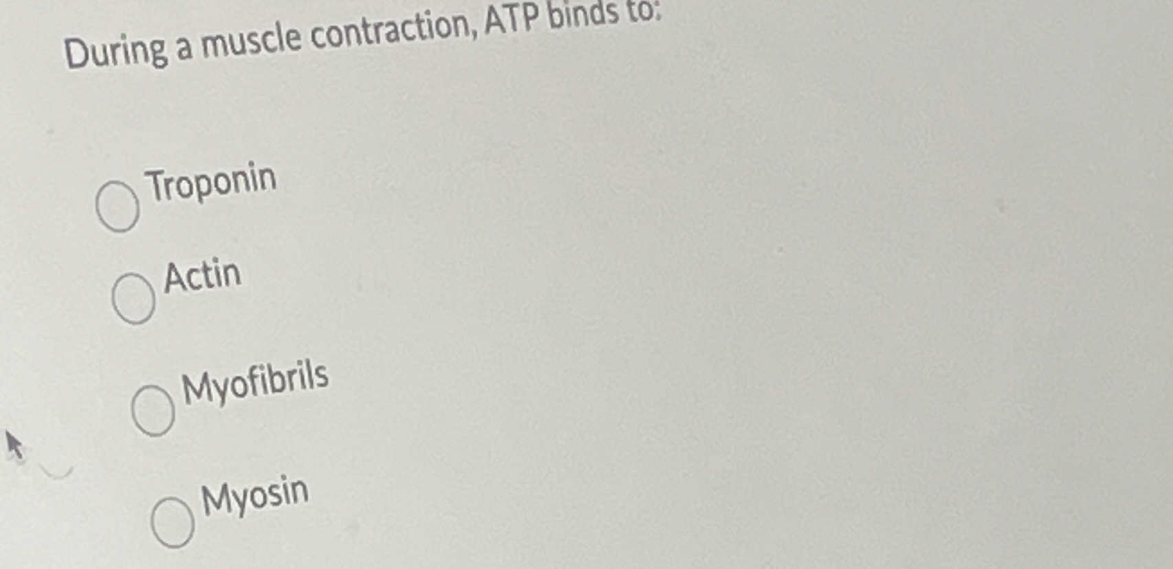 Solved During a muscle contraction, ATP binds | Chegg.com
