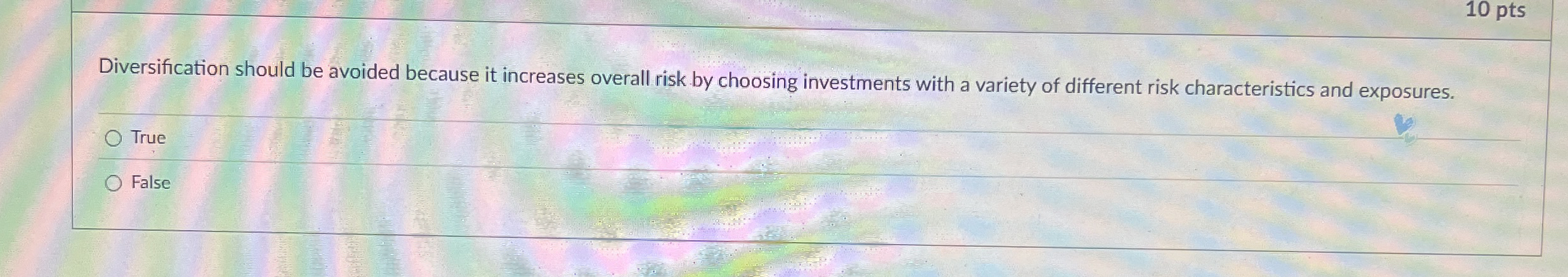 Solved Diversification should be avoided because it | Chegg.com
