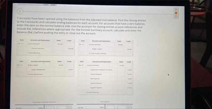 T-accounts have been opened using the balances from | Chegg.com