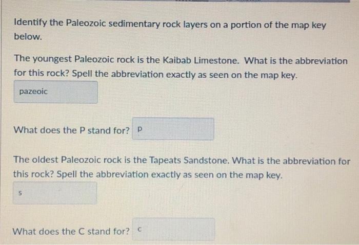 Identify the Paleozoic sedimentary rock layers on a | Chegg.com