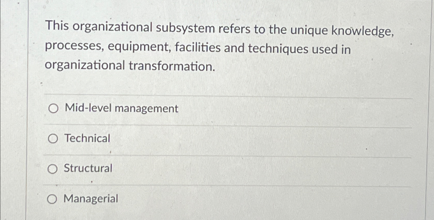 Solved This organizational subsystem refers to the unique | Chegg.com