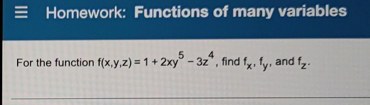 Solved = Homework: Functions of many variables 5 For the | Chegg.com