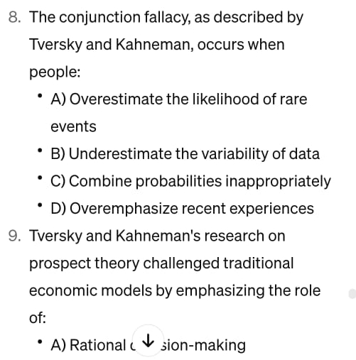 Solved The conjunction fallacy, as described by Tversky and | Chegg.com