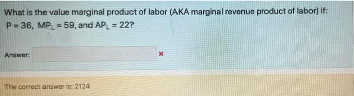 Solved What is the value marginal product of labor (AKA | Chegg.com