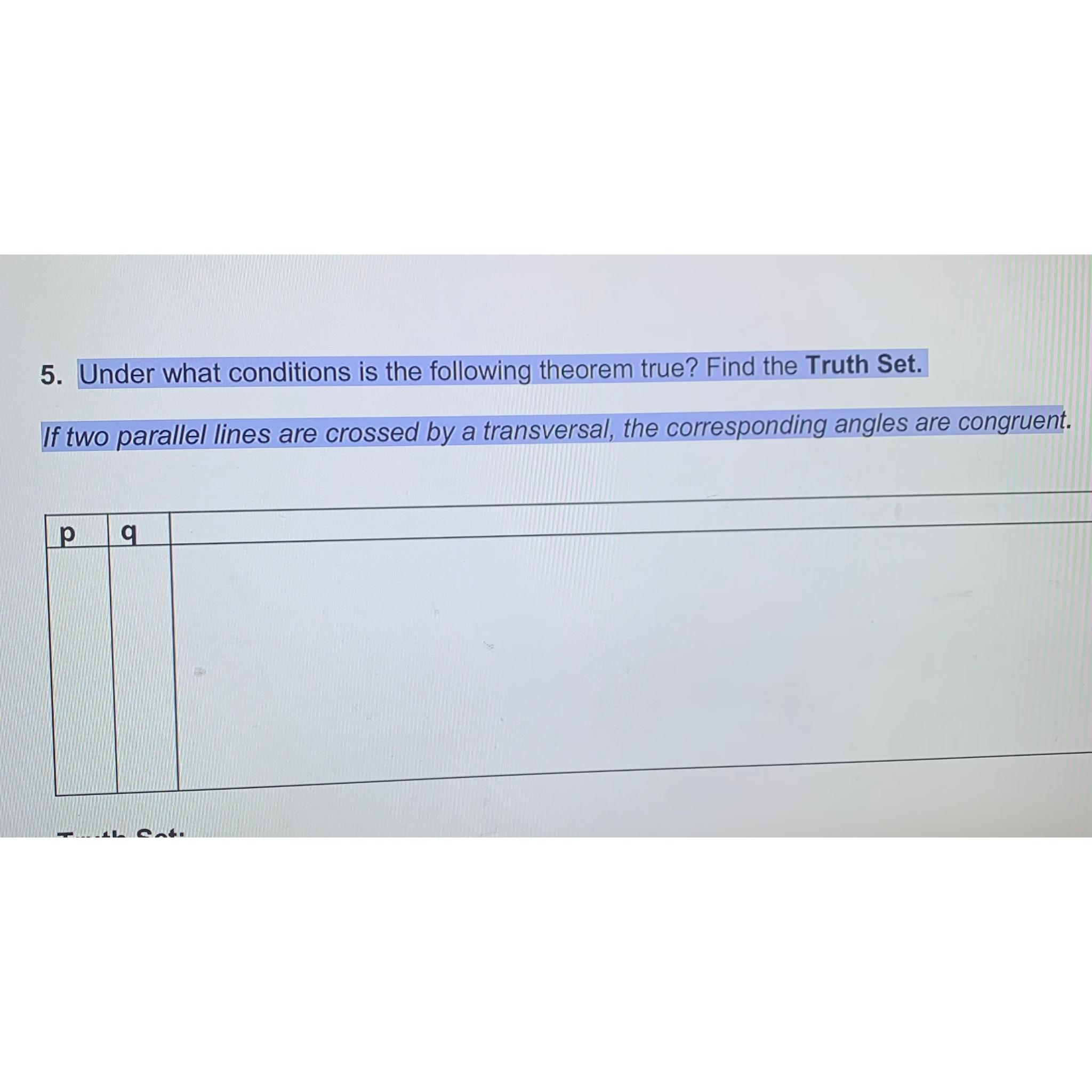 Solved Under what conditions is the following theorem true? | Chegg.com