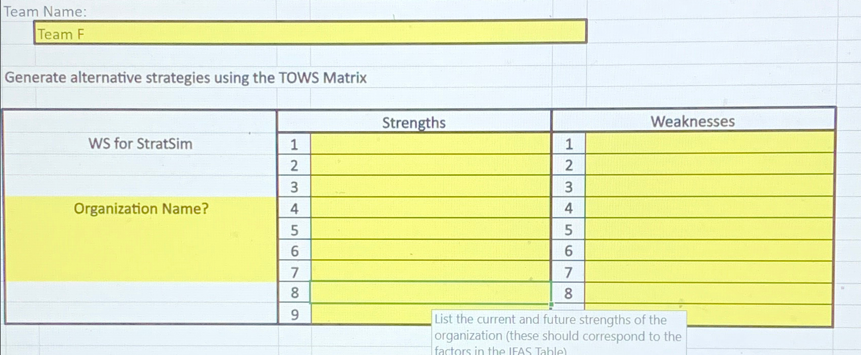 Solved Team Name:Team FGenerate alternative strategies using | Chegg.com