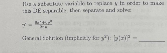 Solved Use a substitute variable to replace y in order to | Chegg.com