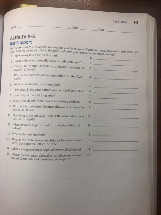 Solved Activity 9-5 -2x 0.281 THRU 1.406 .28 148 10-32 UNC | Chegg.com