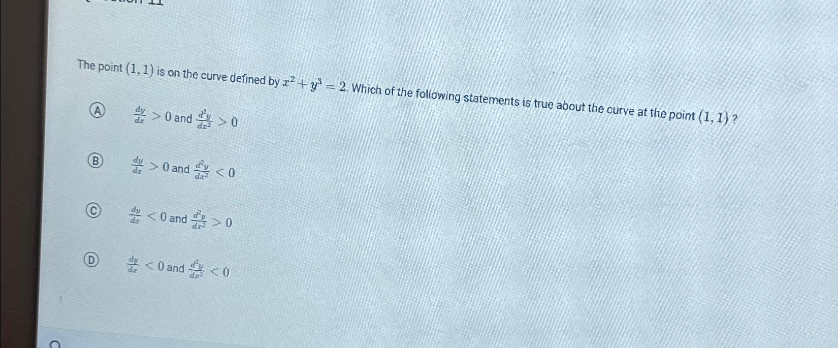 Solved The point (1,1) ﻿is on the curve defined by x2+y3=2. | Chegg.com