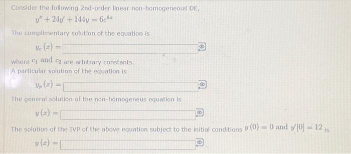 Solved Consider the following 2nd-order linear | Chegg.com
