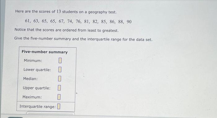 Solved Here are the scores of 13 students on a geography | Chegg.com