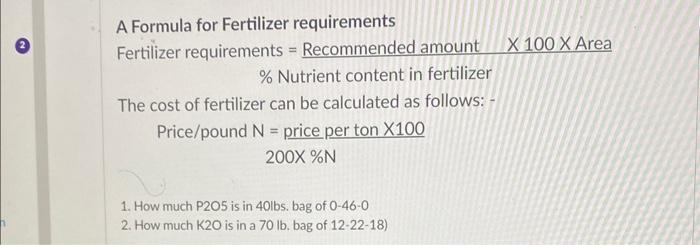 Solved 1. If Triple superphosphate 46P2O5 and 20P, how many | Chegg.com