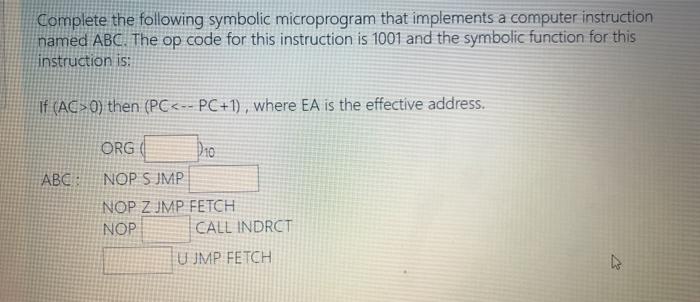 Complete the following symbolic microprogram that | Chegg.com