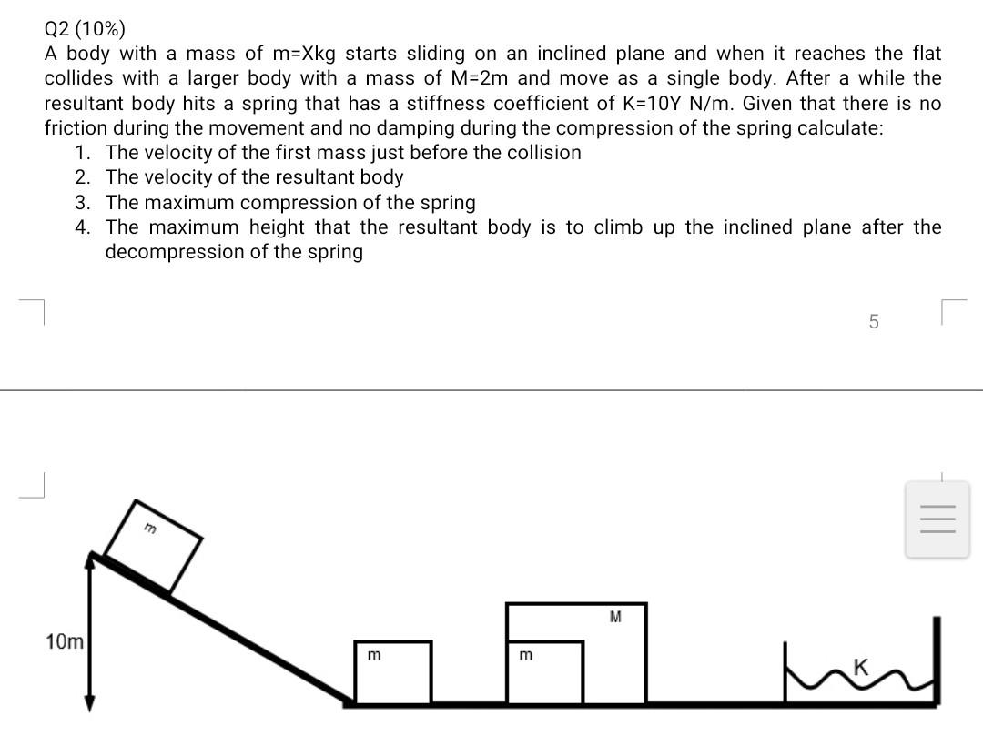 Solved Q2 (10%) A body with a mass of m=Xkg starts sliding | Chegg.com