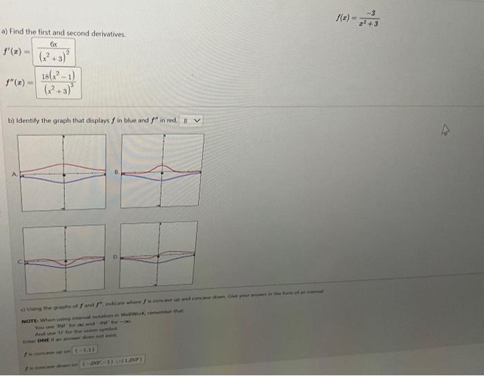 Solved f(x)=x2+3−3 a) Find the first and second derivatives. | Chegg.com