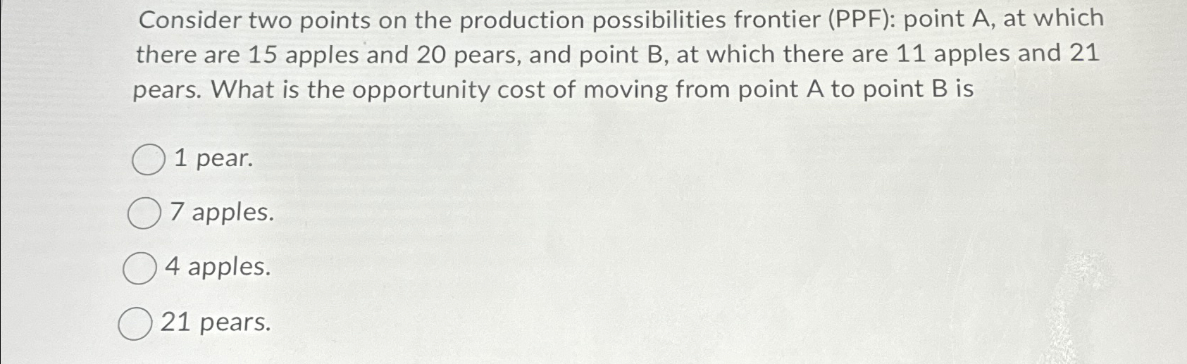 Solved Consider two points on the production possibilities | Chegg.com
