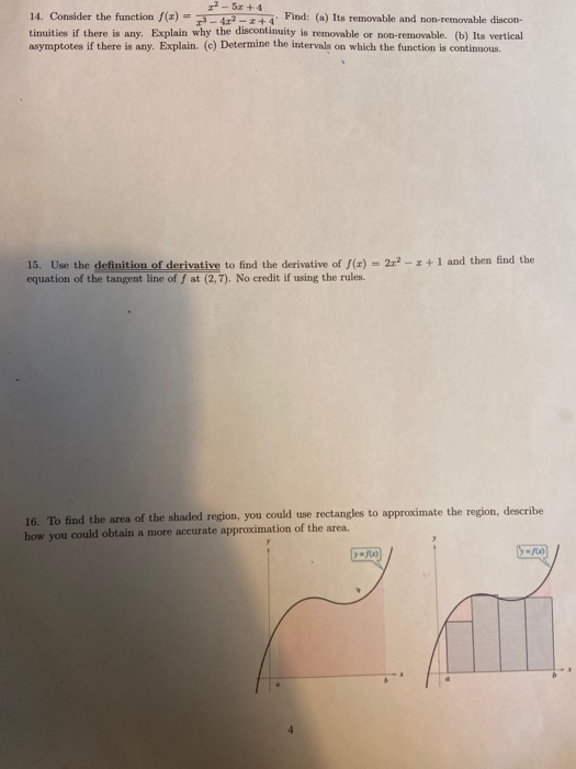 Solved 2 - 5+1 14. Consider the function f(1) = Find: (a) | Chegg.com