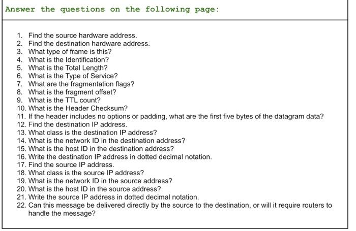 Solved And given the following frame with an encapsulated IP | Chegg.com