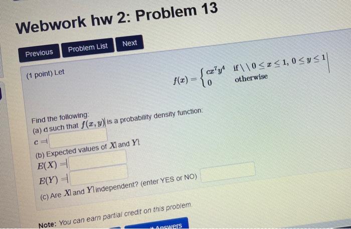 Solved Webwork hw 2: Problem 13 Next Problem List Previous | Chegg.com Solved Webwork hw 2: Problem 13 Next Problem List Previous | Chegg.com