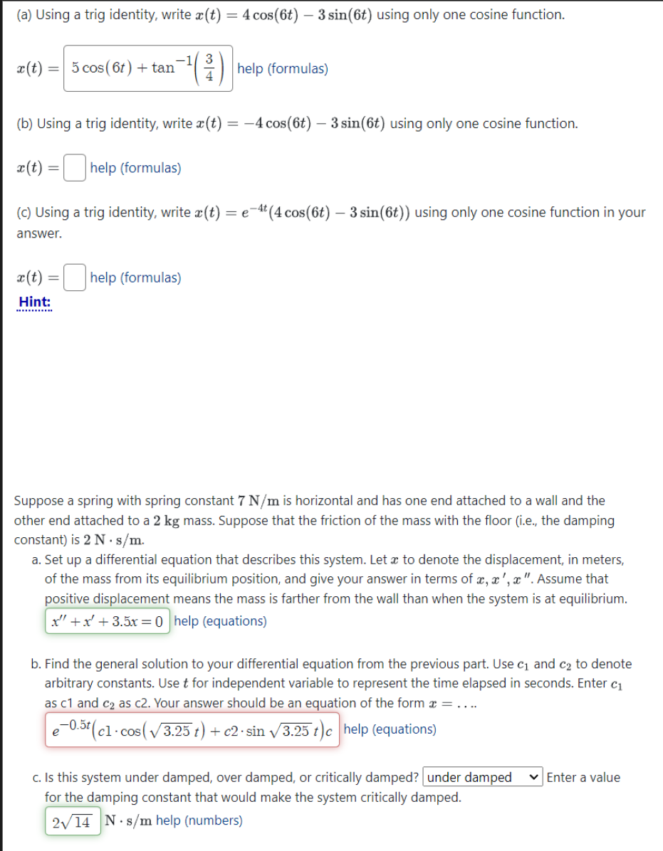 Solved sssssee help(a) ﻿Using a trig identity, write | Chegg.com