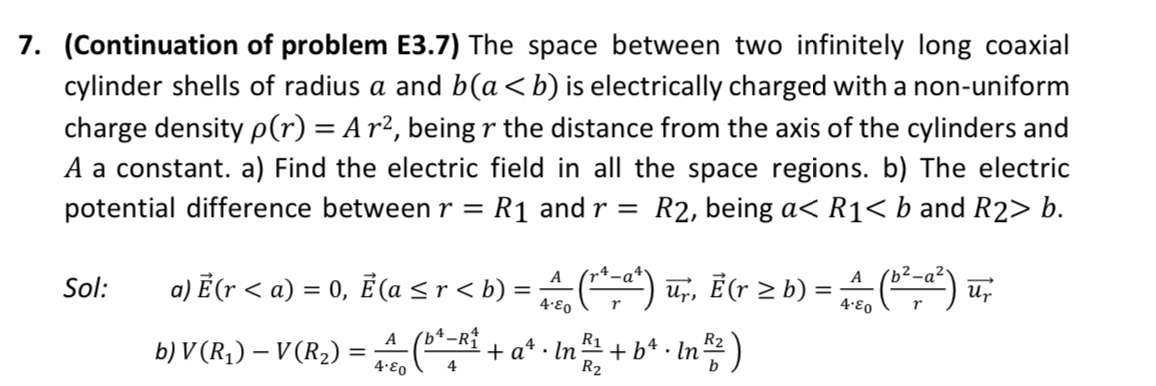 Solved (Continuation of problem E3.7) ﻿The space between two | Chegg.com