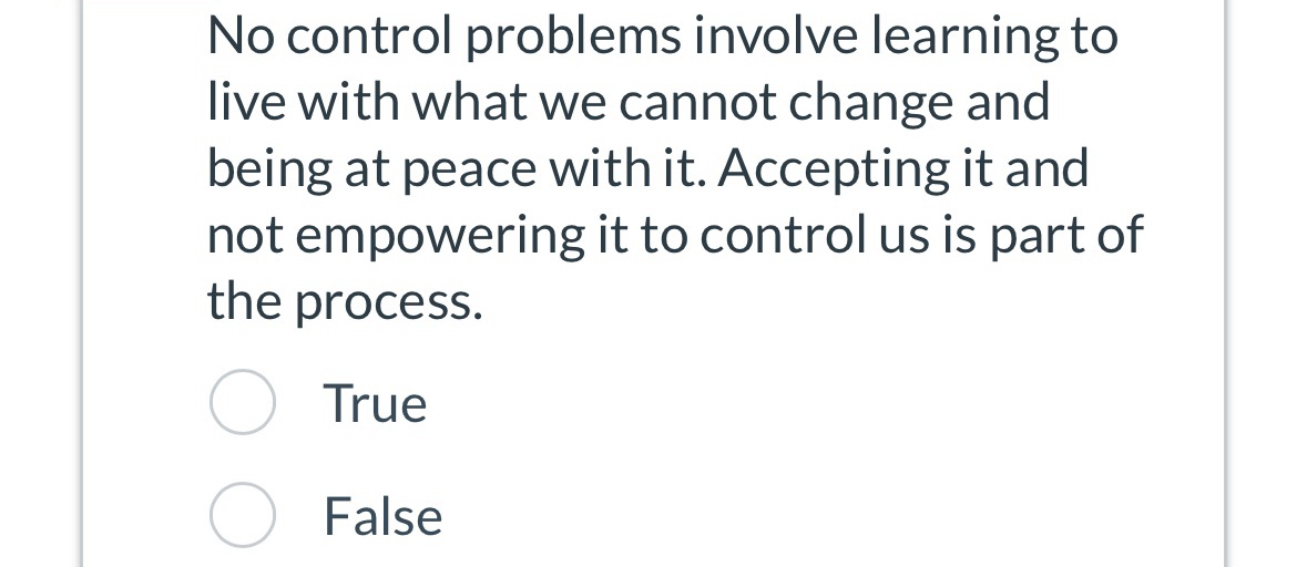 Solved No control problems involve learning tolive with what | Chegg.com