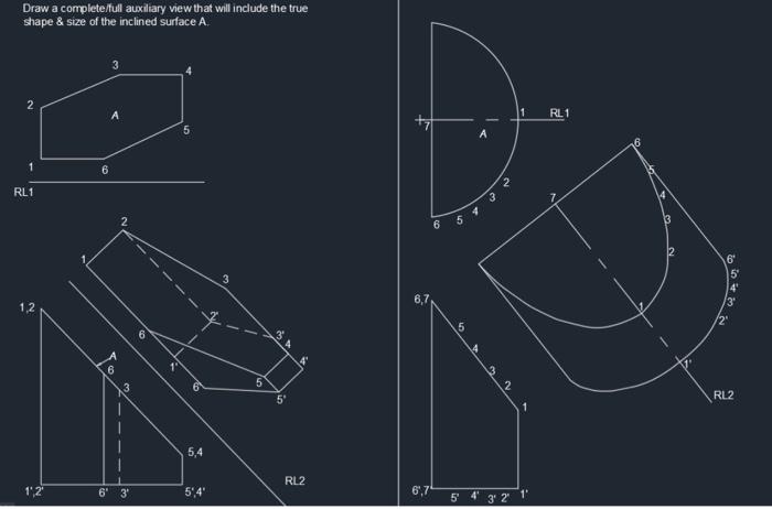 Solved Draw a complete auxiliary view that will include the | Chegg.com