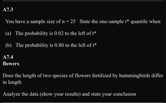 Solved You have a sample size of n=25 State the one-sample | Chegg.com