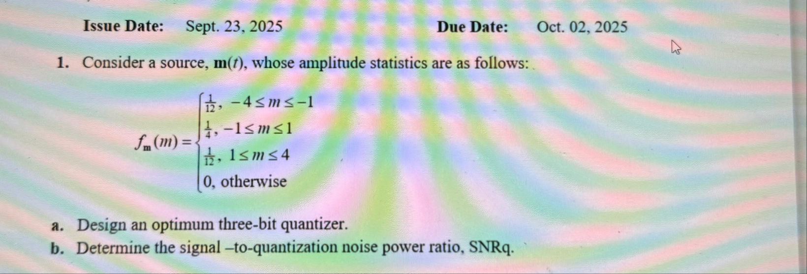Solved Issue Date: Sept. 23, 2025Due Date: Oct. | Chegg.com