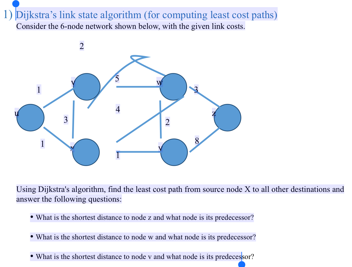 Solved by an EXPERT Dijkstra’s link state algorithm (for computing least | Chegg.com