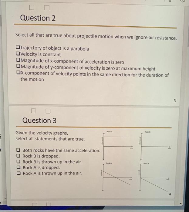 Solved Select all that are true about projectile motion when | Chegg.com