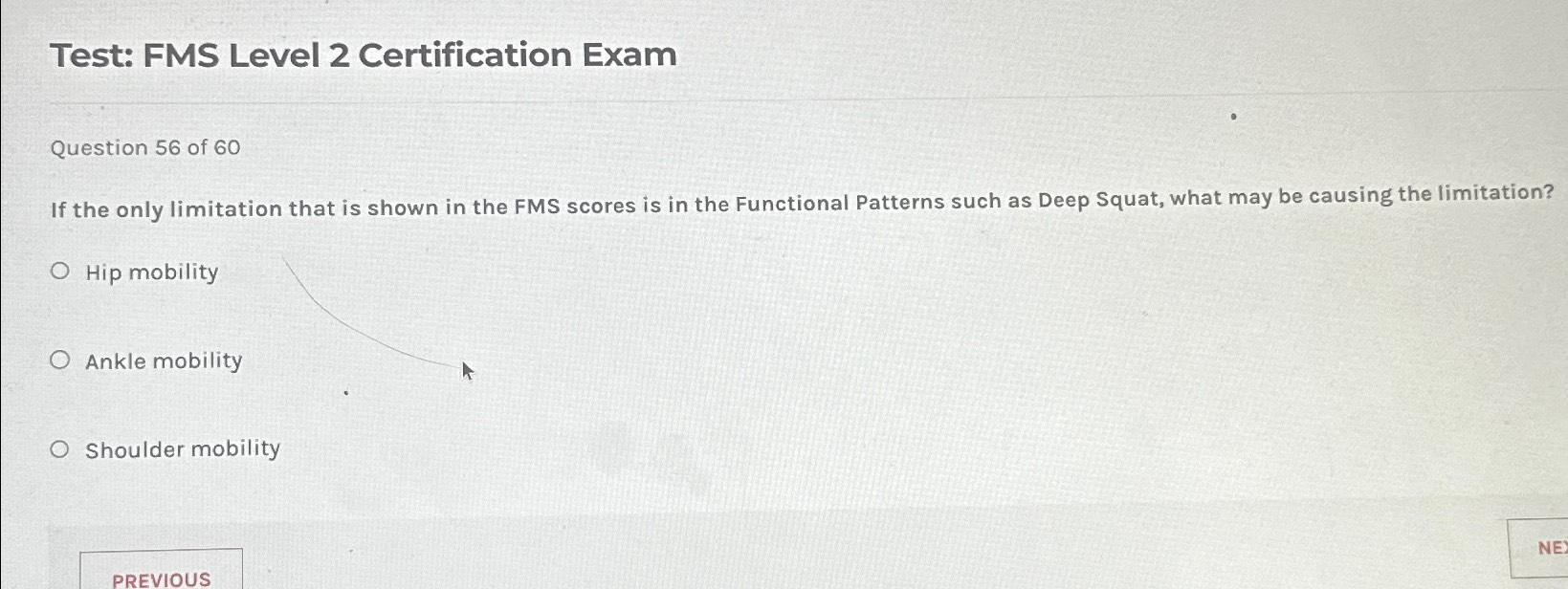 Solved Test: FMS Level 2 ﻿Certification ExamQuestion 56 ﻿of | Chegg.com