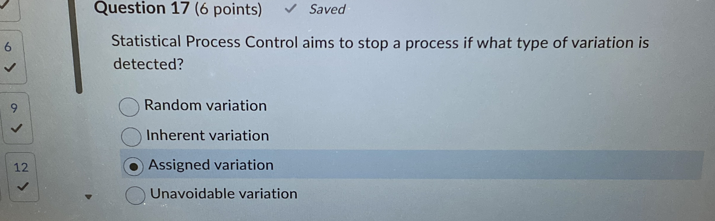 Solved Question 17 (6 ﻿points)SavedStatistical Process | Chegg.com