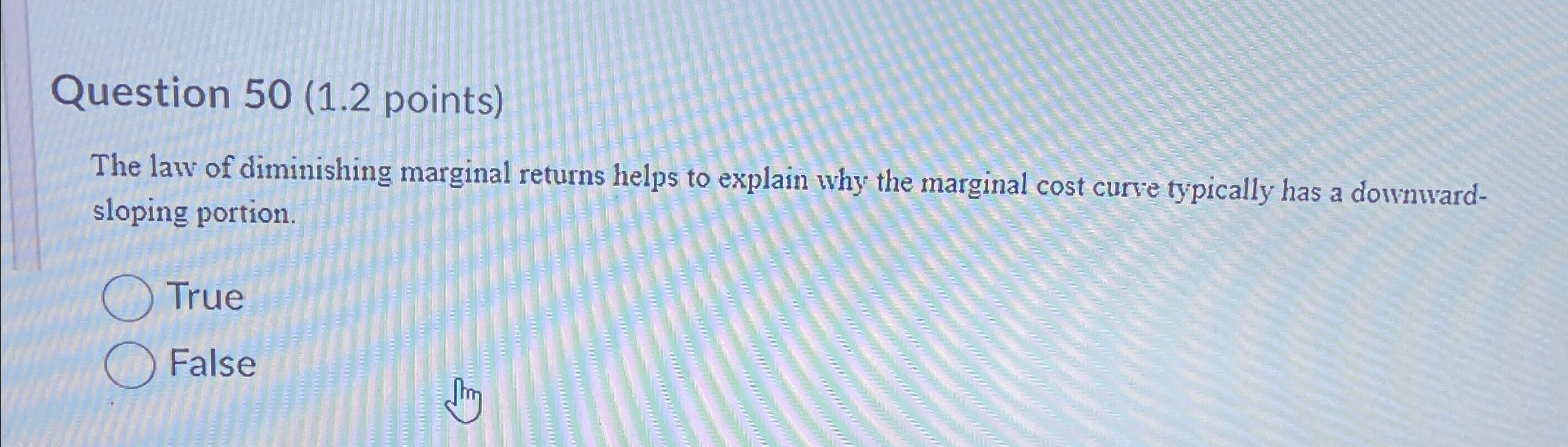 Solved Question 50 (1.2 ﻿points)The law of diminishing | Chegg.com