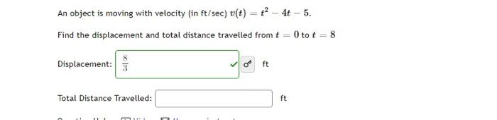 Solved An Object Is Moving With Velocity In Ft Sec