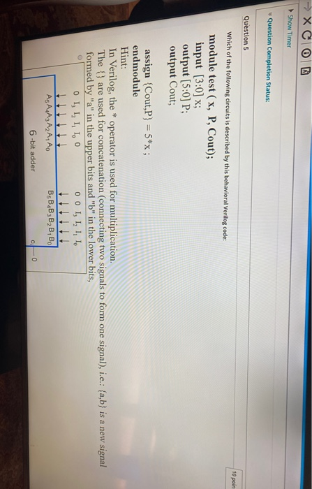 Solved --> X Show Timer Question Completion Status: | Chegg.com